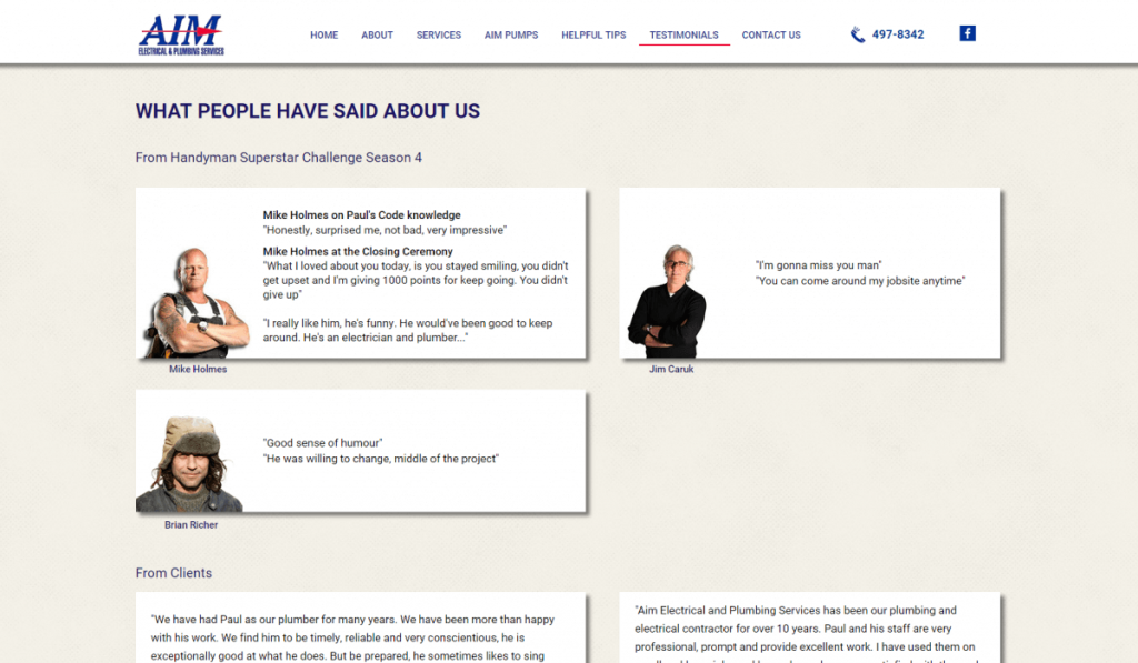 AIM Electrical and Plumbing Website | Allison Woad Designs