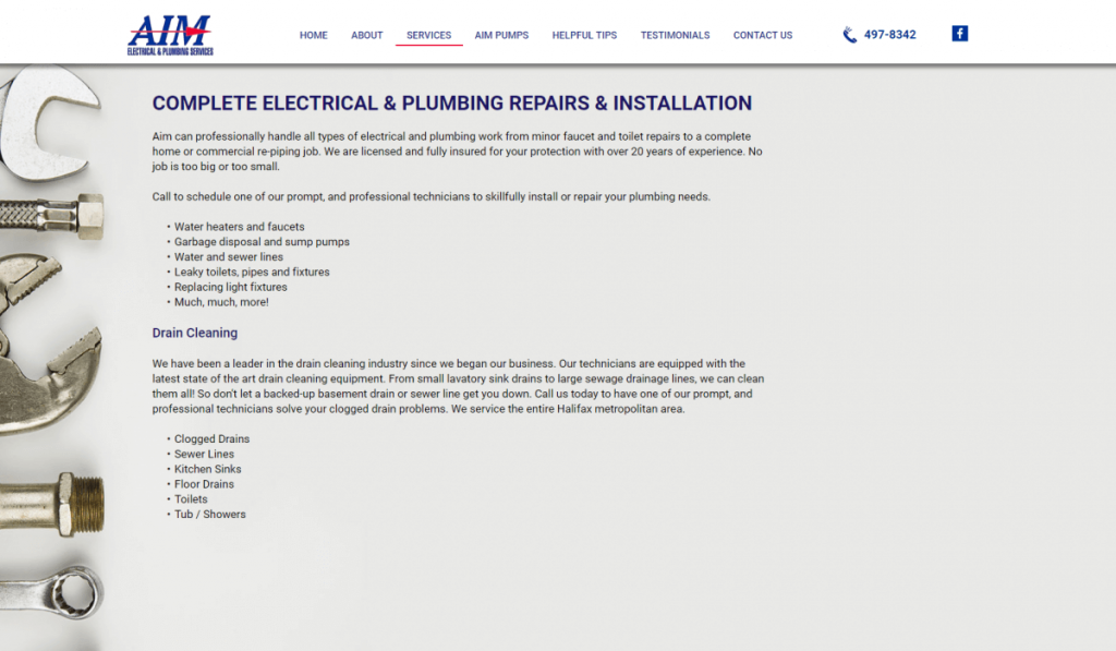 AIM Electrical and Plumbing Website | Allison Woad Designs